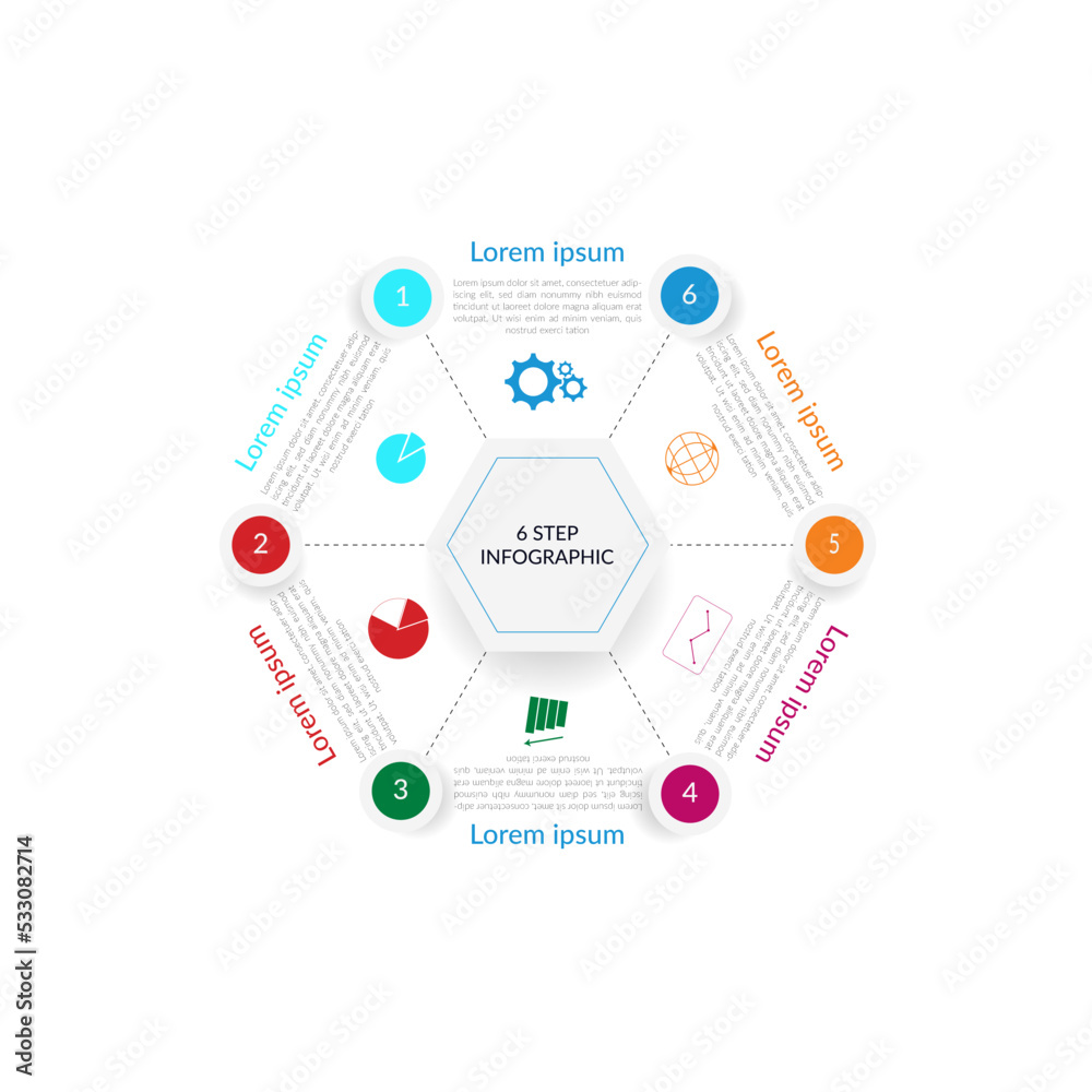 Modern infographic diagram hexagonal shaped. Hexagon style infographics ...