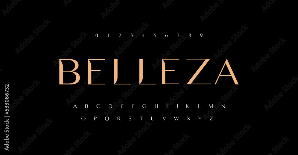 Belleza Elegant alphabet letters font and number. Typography luxury ...