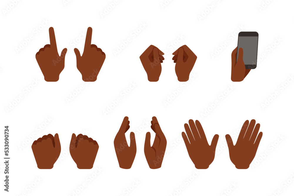 Male hands doing different gestures set. Male character body parts ...