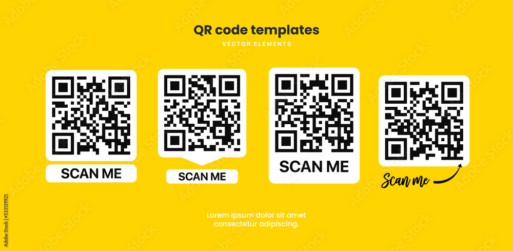 Scan QR code icon symbol sign. Digital scanning qr code template. QR ...