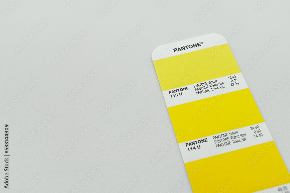 Berdsk, Russia - 22 May 2022: Pantone color guide. Palette of yellow ...