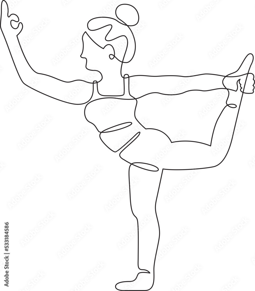 dancer pose yoga practice outline drawing Stock Vector | Adobe Stock