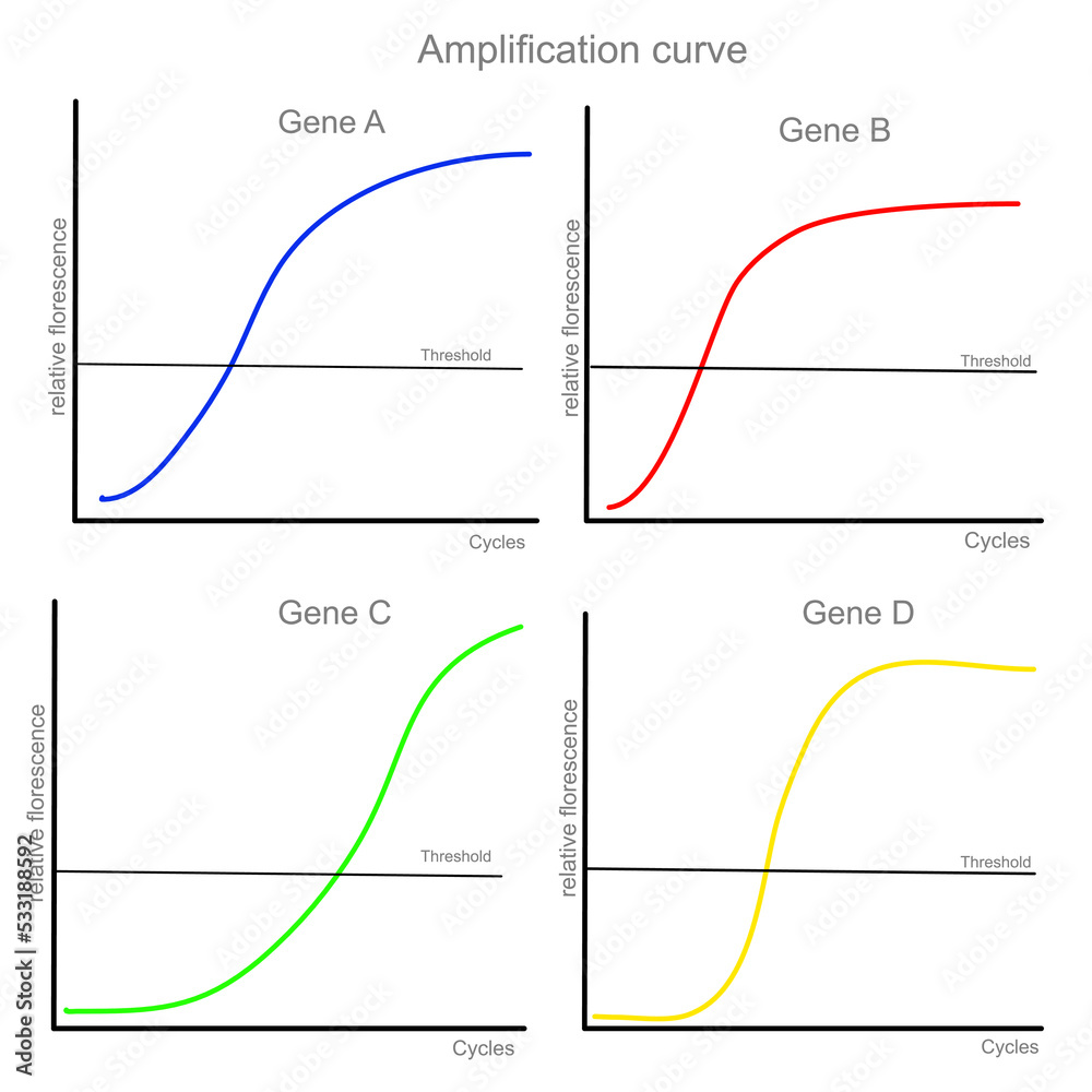 Vector de Stock The amplification curve with qPCR or real-time PCR ... Vector de Stock The amplification curve with qPCR or real-time PCR ...