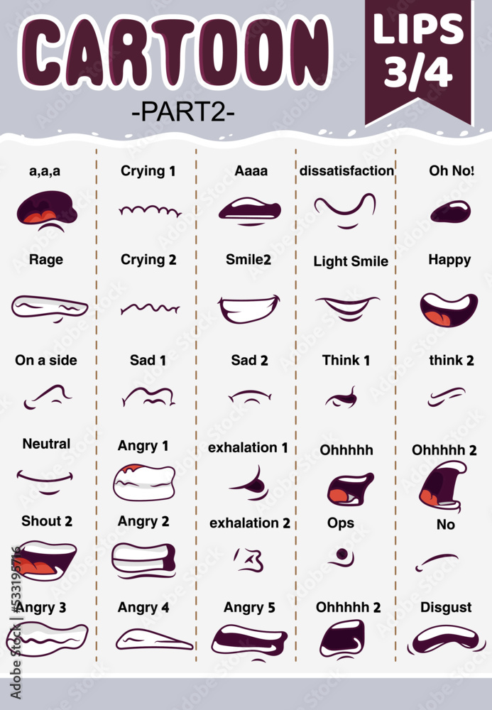 lips3-4 cartoon character talking mouth and lips expressions vector ...