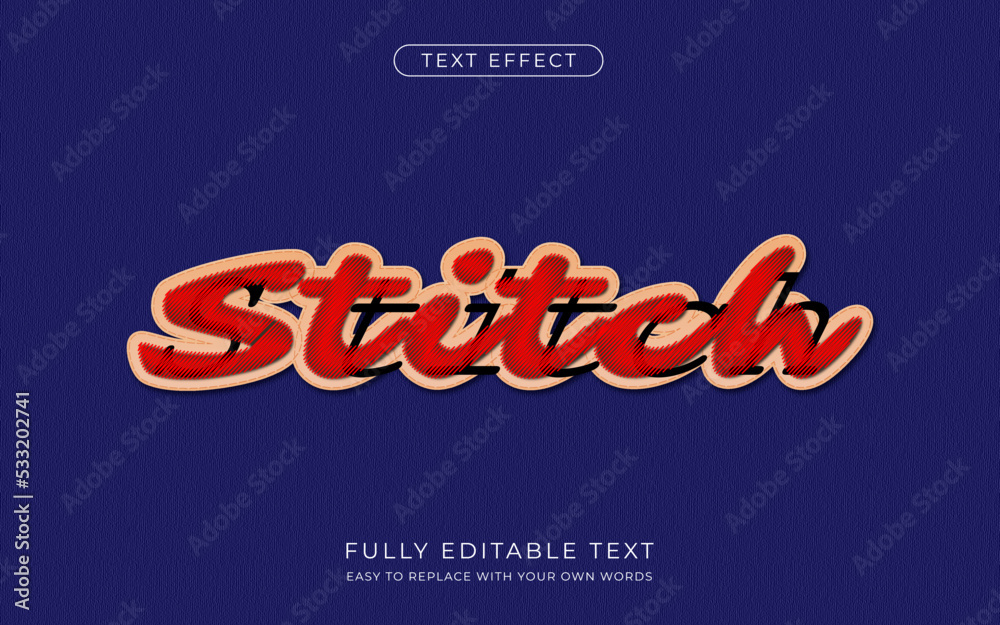 Embroidery Text effect Editable font style Stock Vector | Adobe Stock