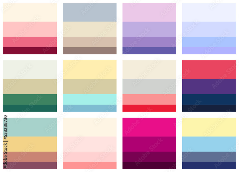 Future color trends. Popular color palettes. An example of pastel color ...