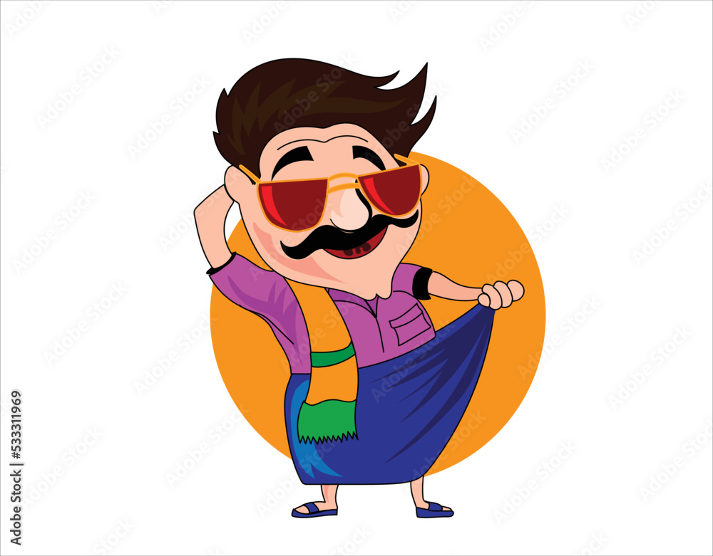 Lungi cartoon vector illustration on white background Stock Vector ...