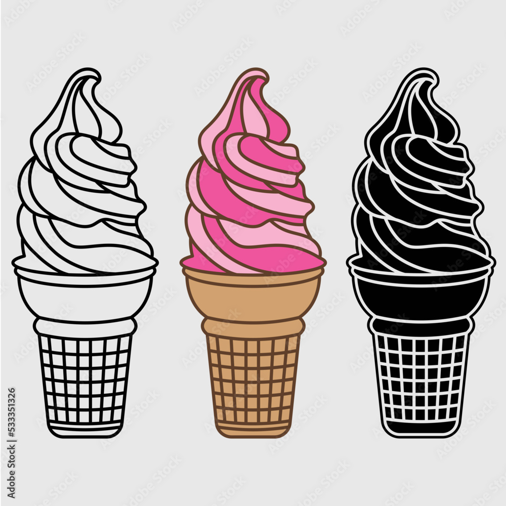 Image vectorielle Stock Ice cream Cone SVG Bundle Cut File, Frozen ...