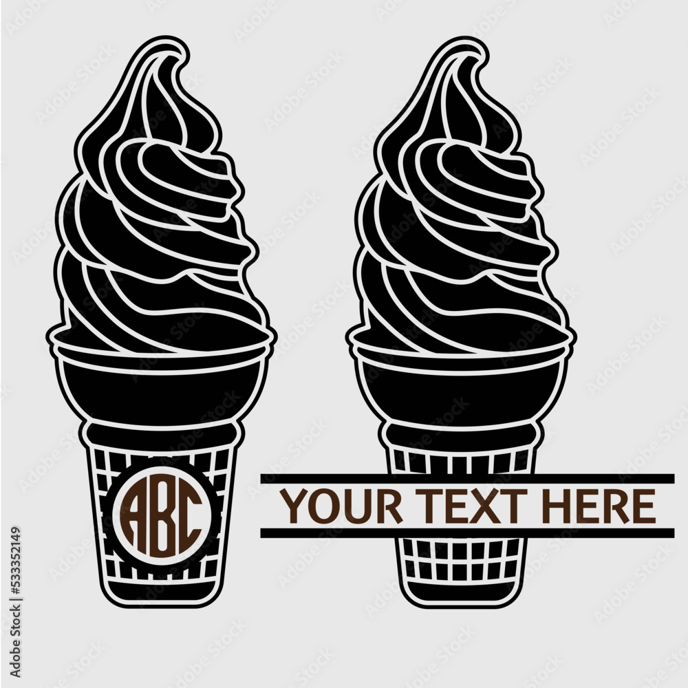 Image vectorielle Stock Ice cream Cone Monogram SVG Cut File, Frozen ...