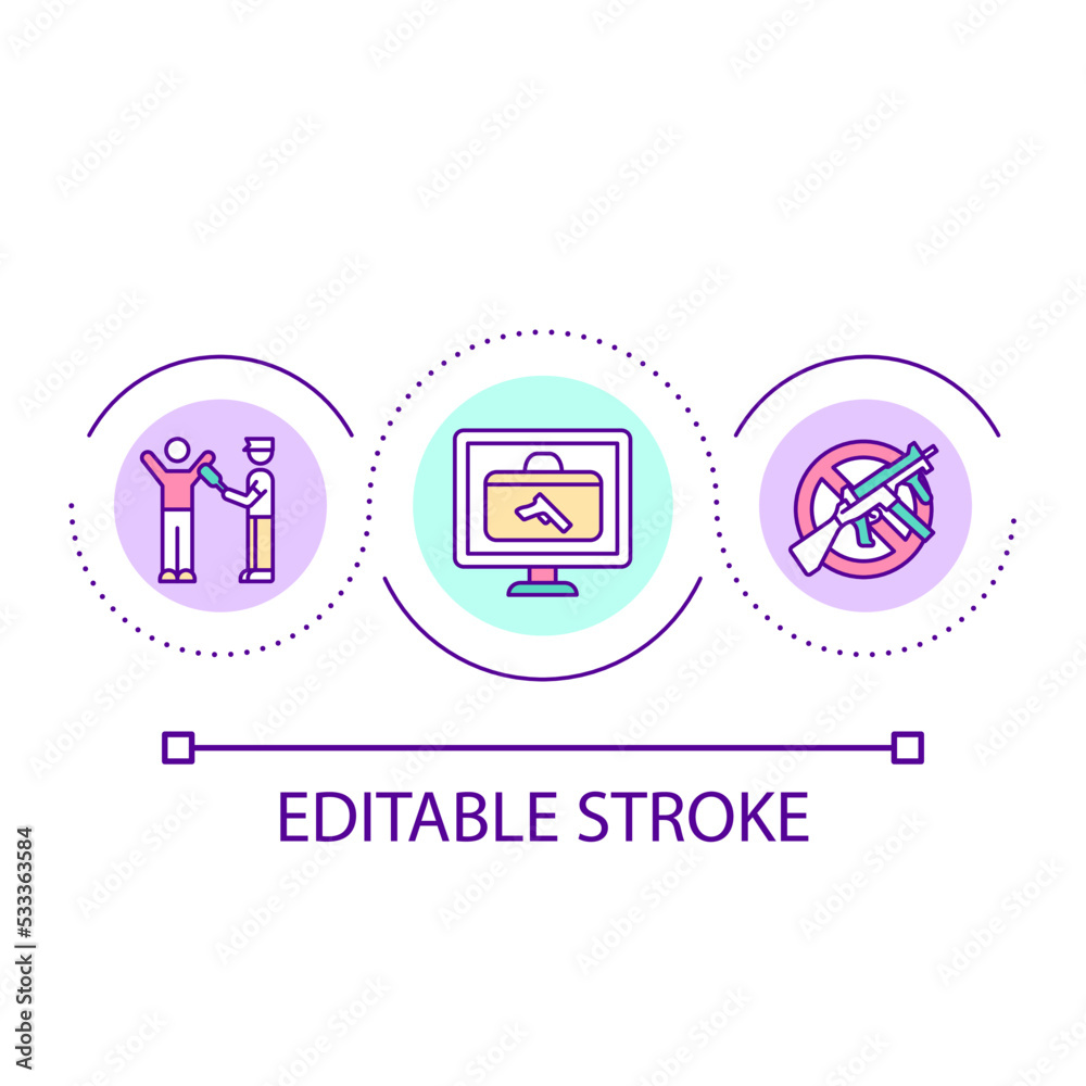 Weapon trafficking loop concept icon. Illegal guns transition. Border ...