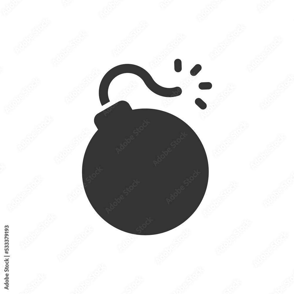 Bomb icon. Bomb boom outline symbol. Dynamite sign in png flat style ...