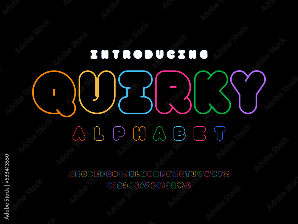 Vector of stylized chunky outline alphabet design with uppercase ...