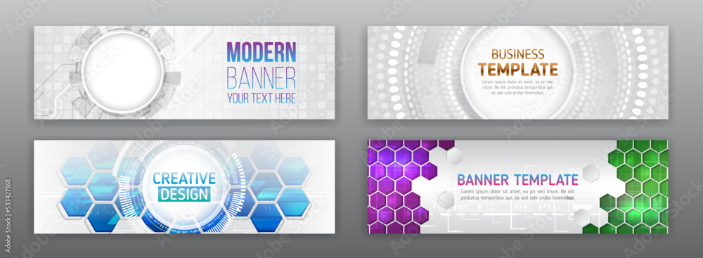 Abstract horizontal promotion media cover design. Big data futuristic ...