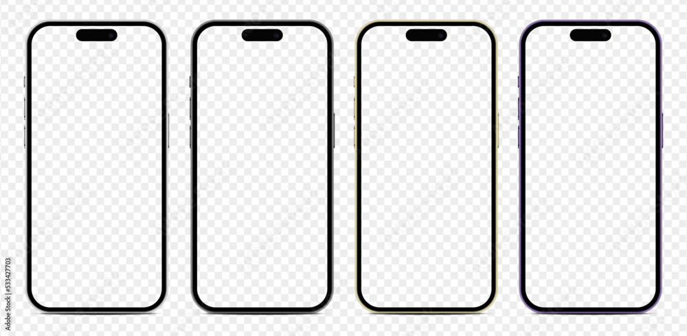 Vector iPhone 14 Pro set with blank transparent background ...