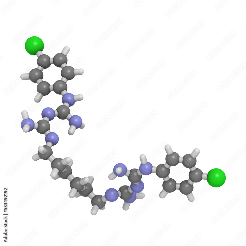 Chlorhexidine antiseptic molecule, chemical structure Stock ...