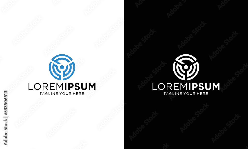 circle letter sfs logo design vector template on a black and white ...