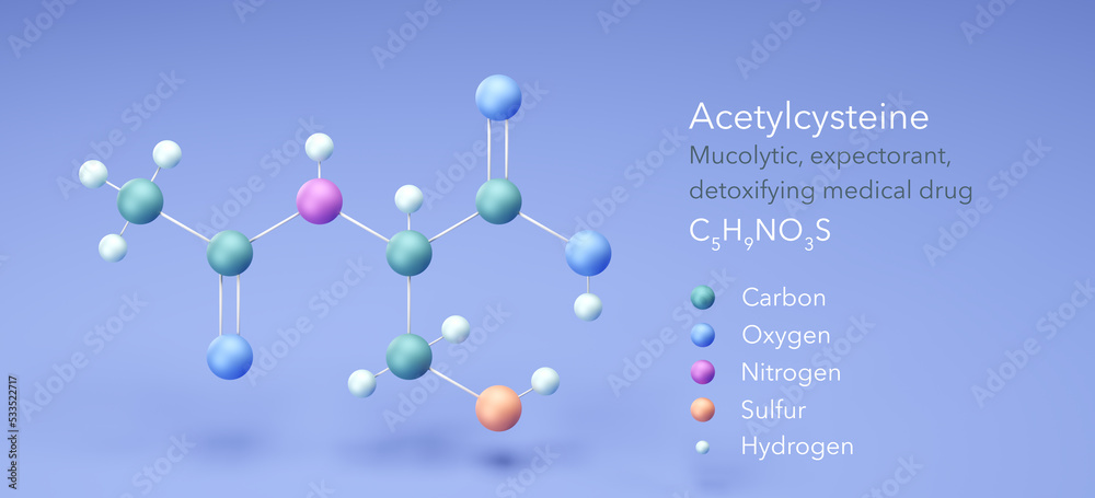 acetylcysteine, molecular structures, Mucolytic, expectorant medical ...