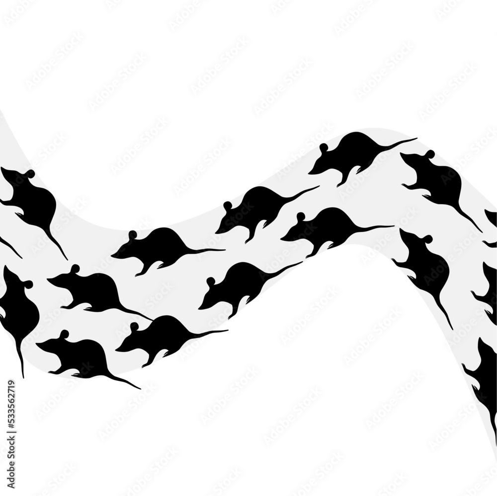 Vector silhouette of a group of mice walking together. House mouse ...