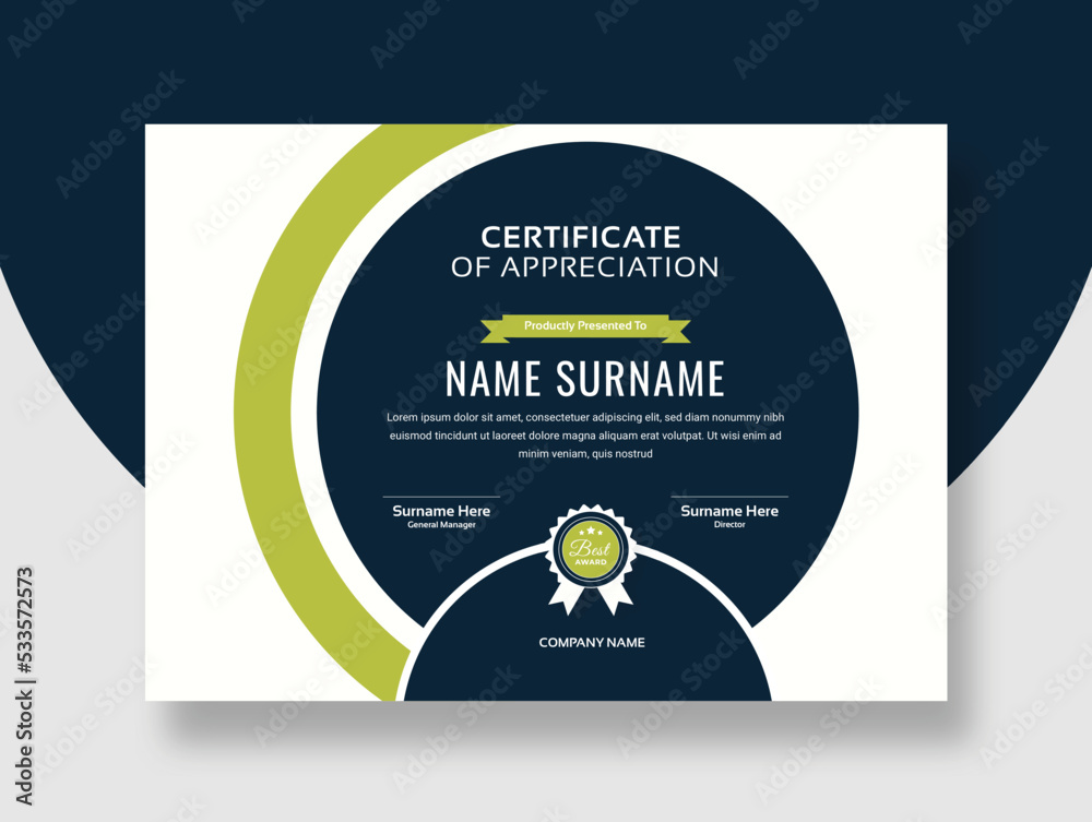 Black and Green Certificate of appreciation, award diploma design ...