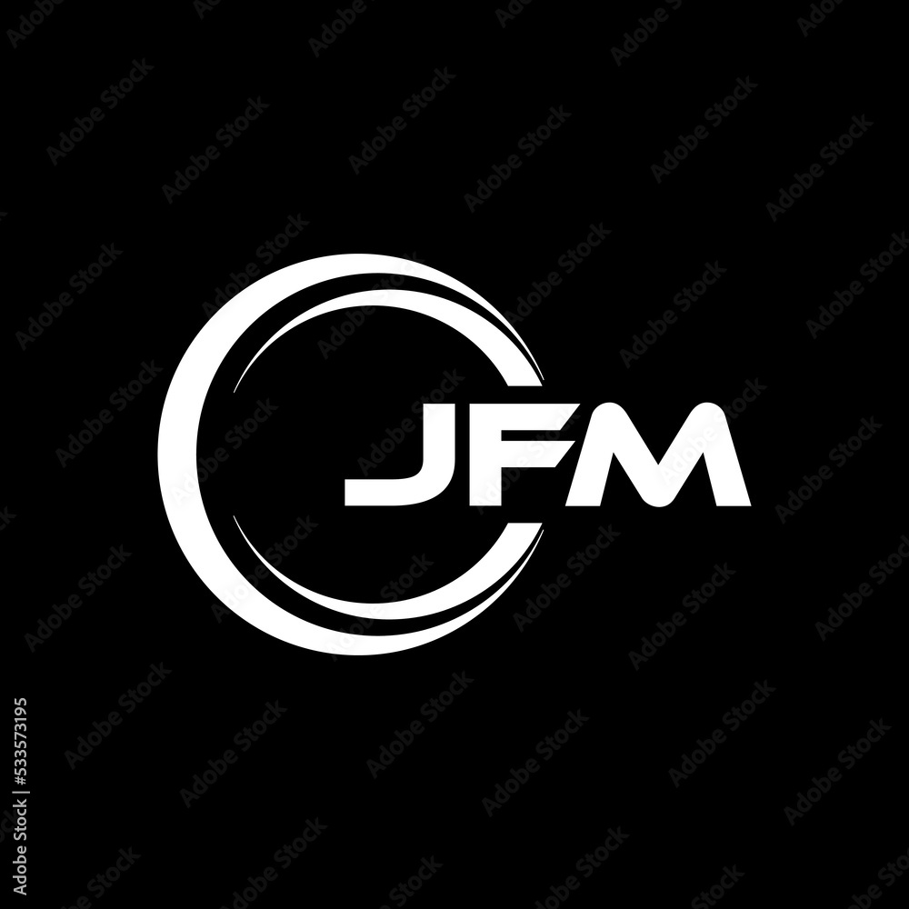 JFM letter logo design with black background in illustrator, cube logo ...