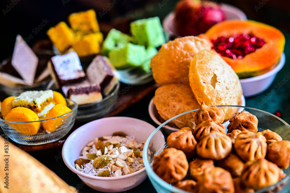 Indian Traditional Sweets For Holidays and Festivals. Beautiful glass ...