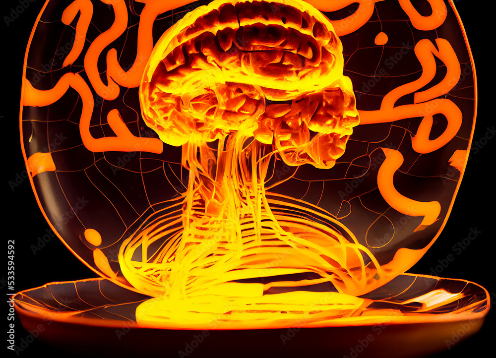 Stock-Illustration „Brain on fire with dynamic activity and high global ...