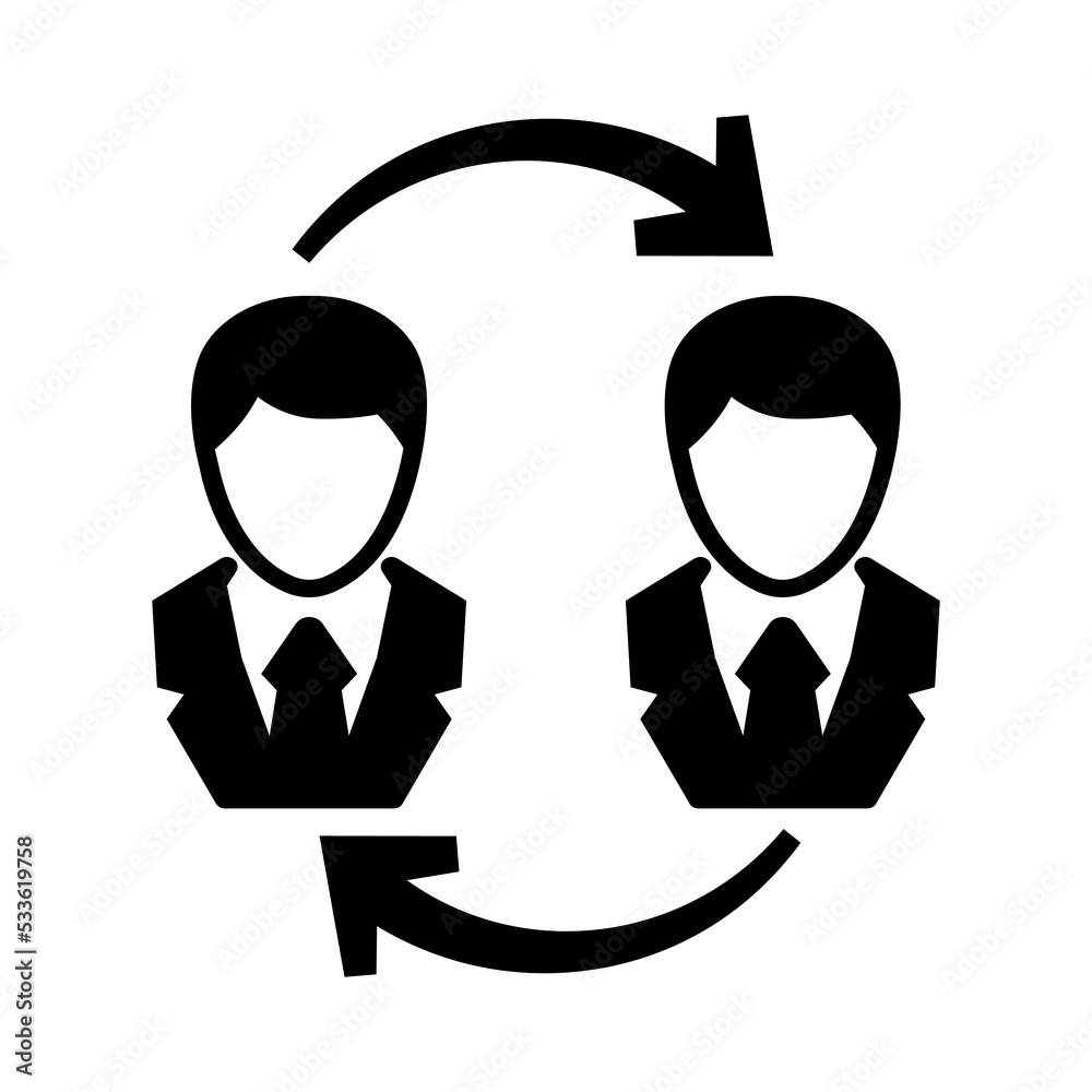 Changes employee black icon. Replacing a worker. Human resources ...