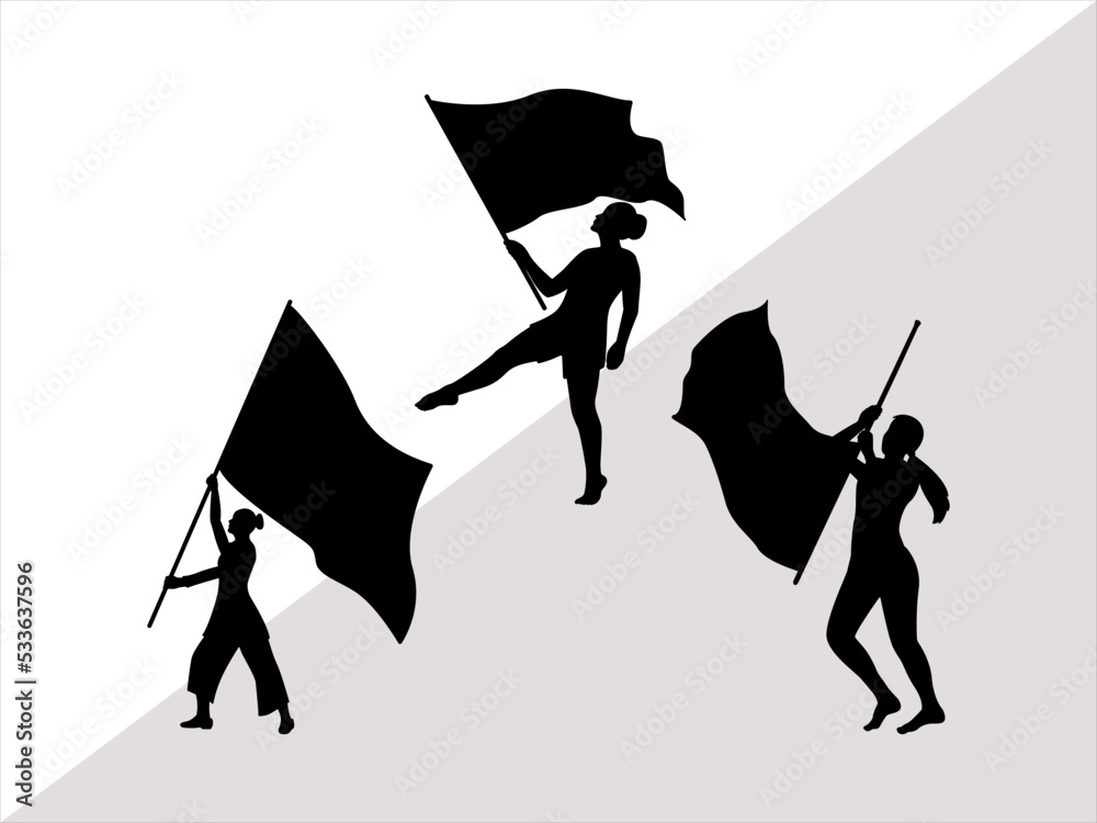 Color Guard Flags Svg, Color Guard Svg, Marching Band Silhouette, Male ...