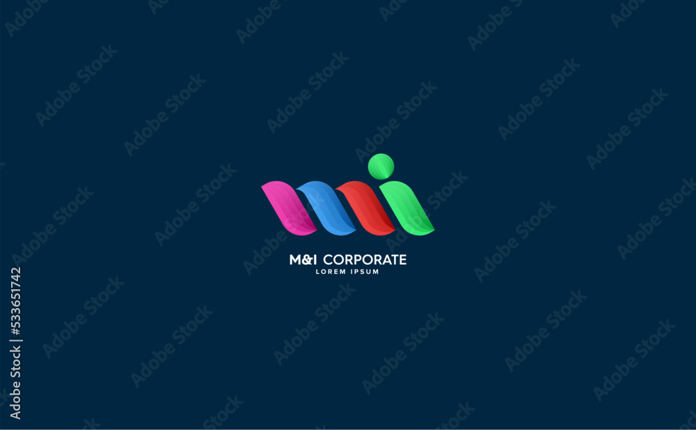 M and I logo concept. Modern technology design. Trendy symbol letter MI ...