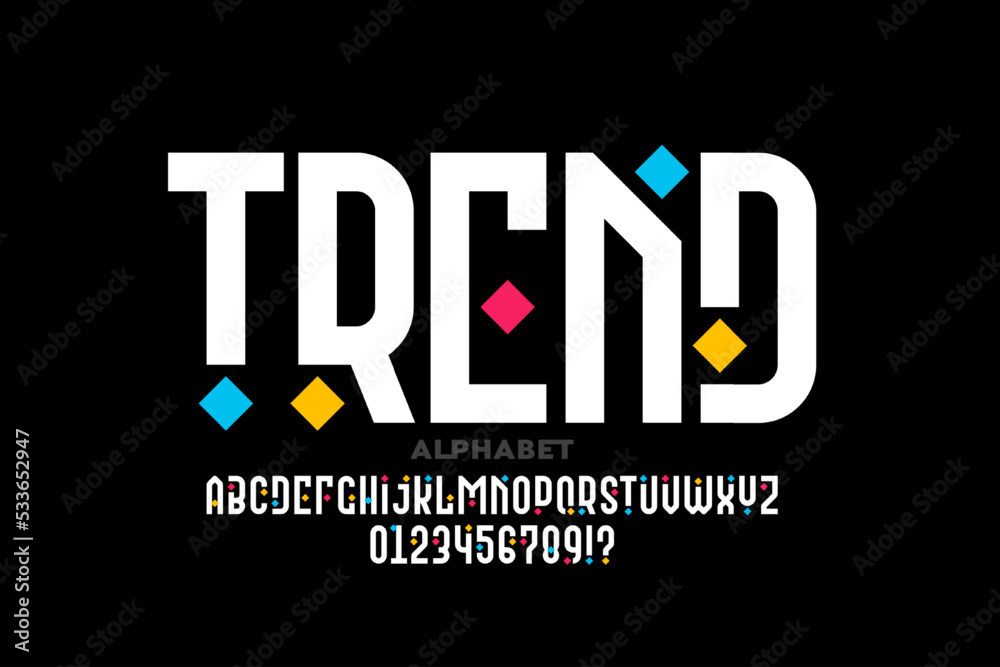 Modern font design, alphabet letters and numbers vector illustration ...