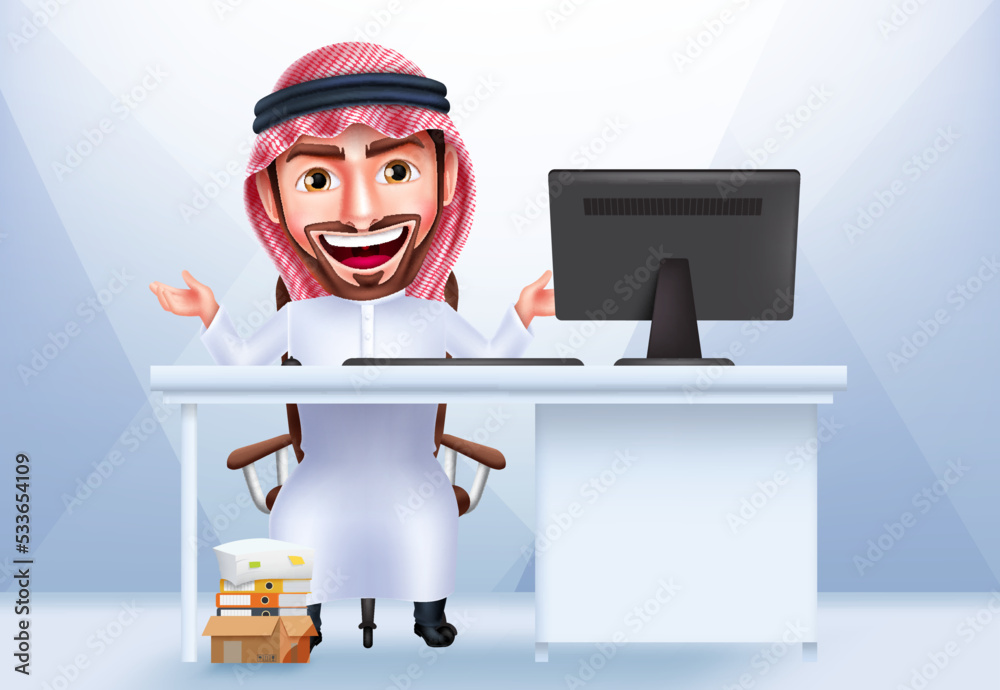 Saudi arab man character vector design. Arabian handsome manager ...