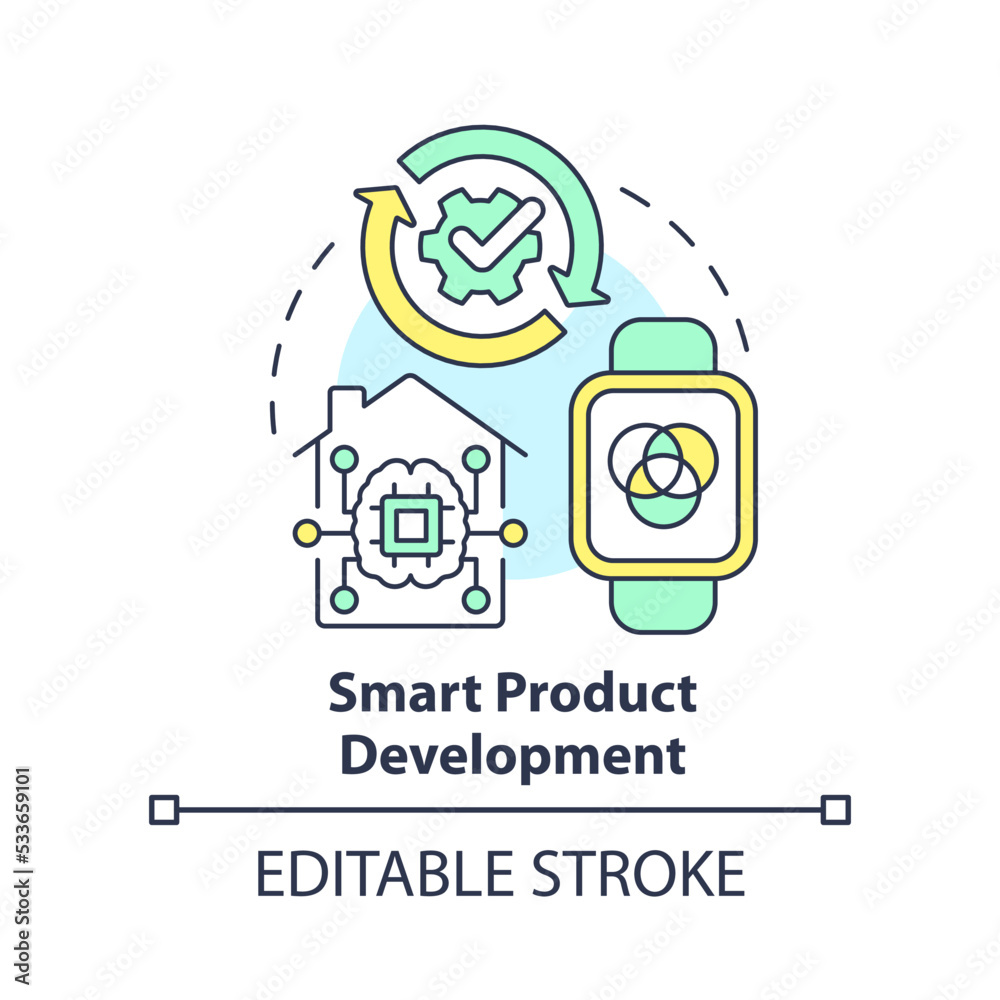 Smart product development concept icon. Internet of things. In demand ...
