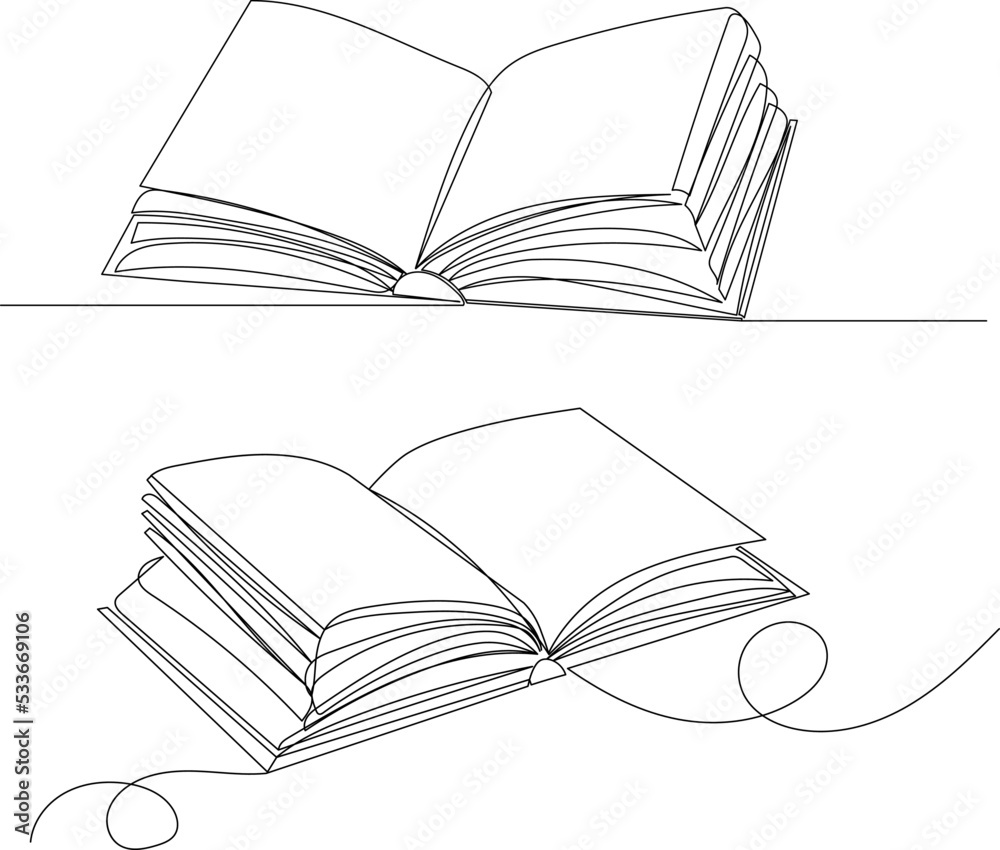 open book one line drawing Stock Vector | Adobe Stock