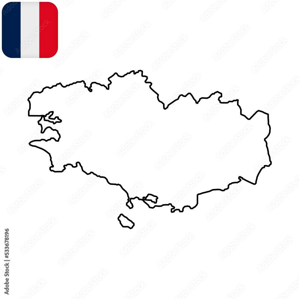 Bretagne Map. Region of France. Vector illustration. Stock Vector ...