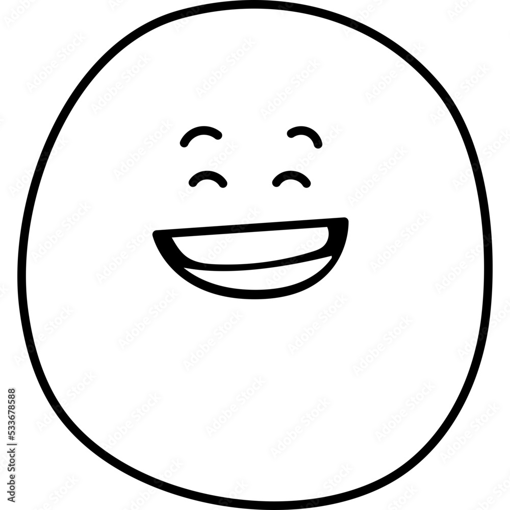 grinning face emoji outline vector smiley Stock Vector | Adobe Stock