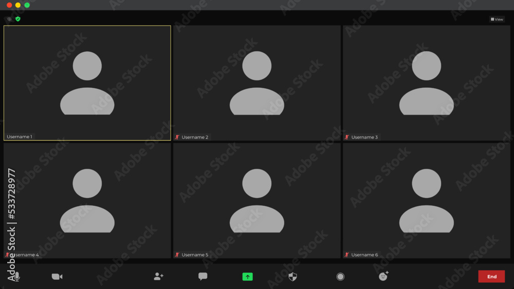 Video conferencing user interface. Video calls window overlay ...