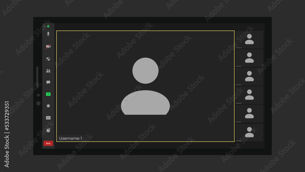 Online video call interface template with user icon. Application for ...