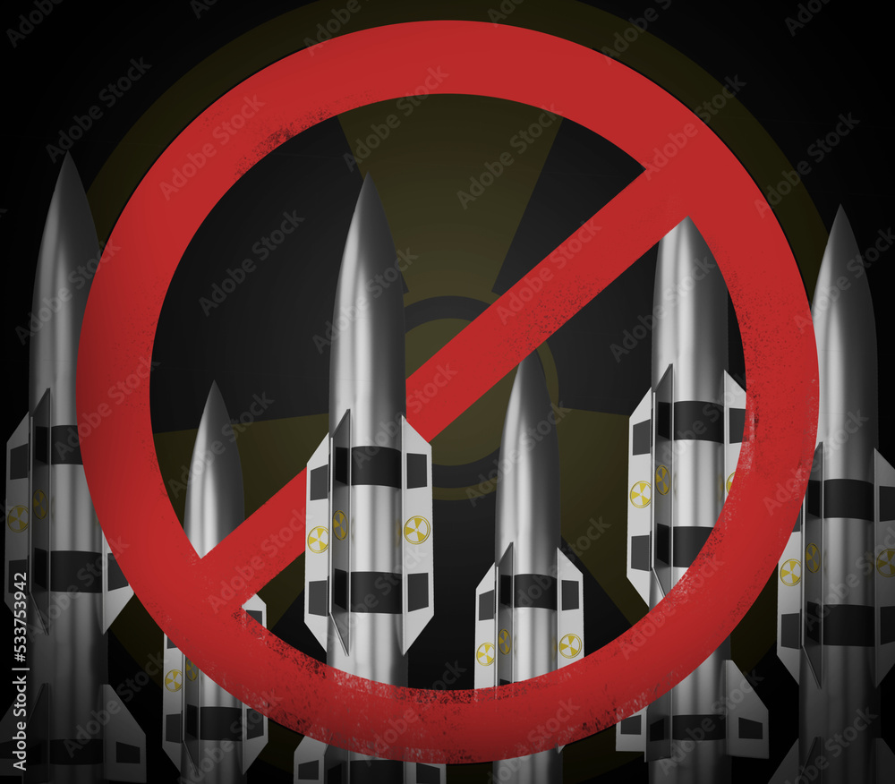 Banning Nuclear Weapons Background with missiles, 3d rendered. Nuclear ...