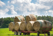 Red Wagon And Bale Of Hay Free Stock Photo - Public Domain Pictures