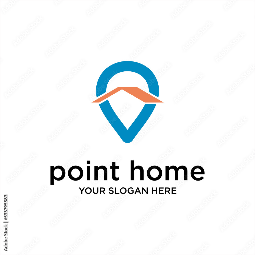 House point gather logo vector. Pin icon with home combination ...