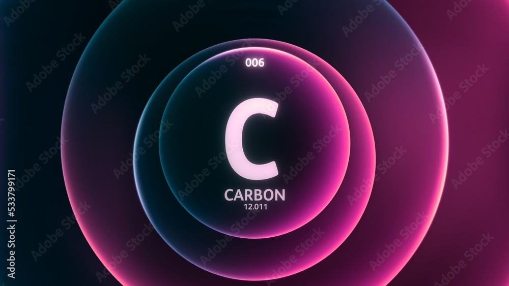Carbon as Element 6 of the Periodic Table. Concept illustration on ...