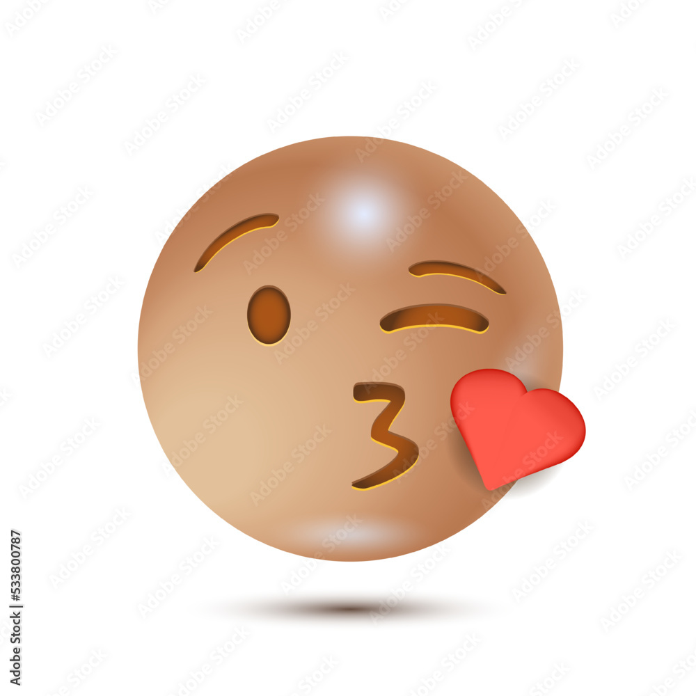 Blowing kiss. 3D stylized vector icon. realistic emoticon. Isolated 3D ...