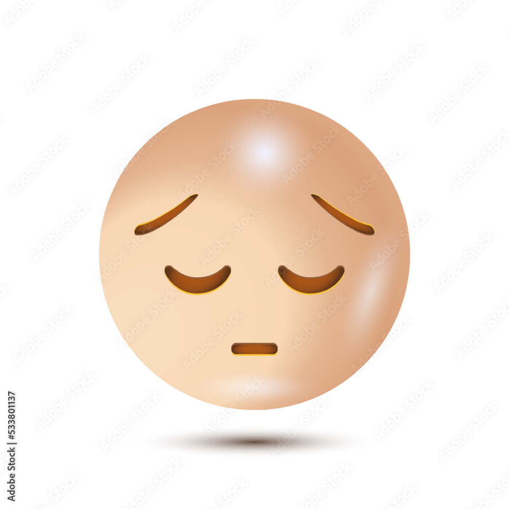 Sad, sad face, sorrowful. 3D stylized vector icon. realistic emoticon ...