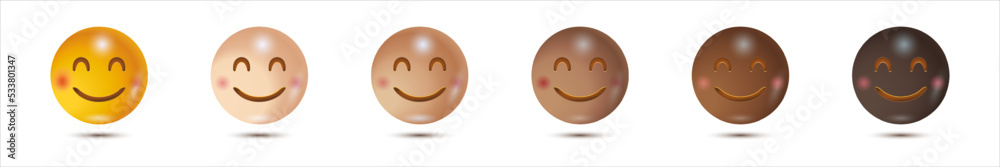 3D Set smiles. 3D stylized vector icon. realistic emoticon. Isolated 3D ...