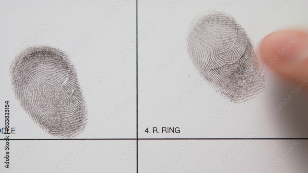 filling form macro fingerprint registration finger print form paperwork ...