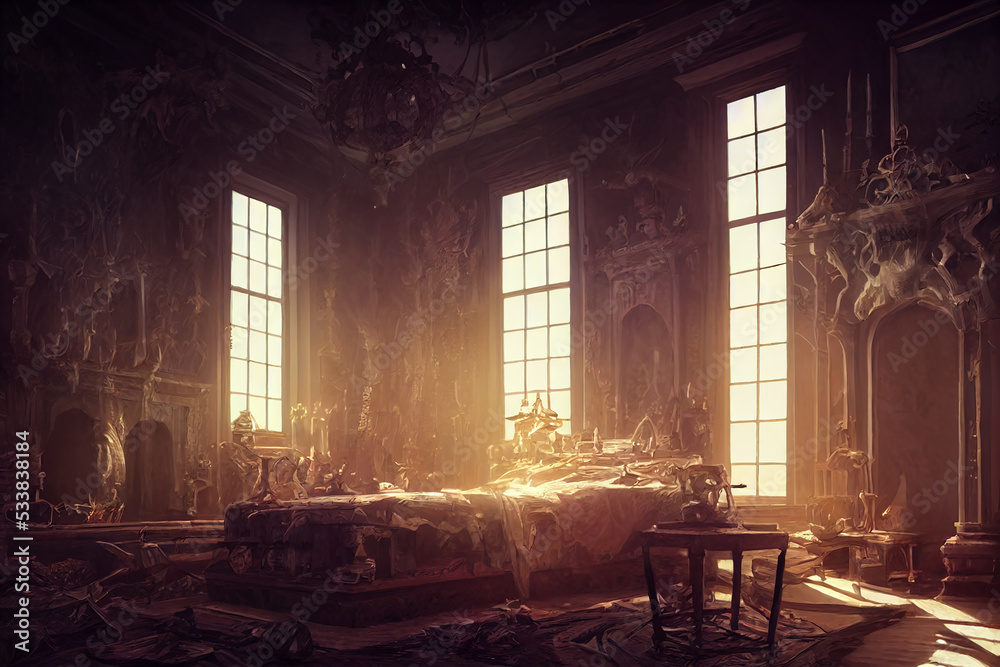 creepy interior of a fantasy mansion, concept art, digital illustration ...