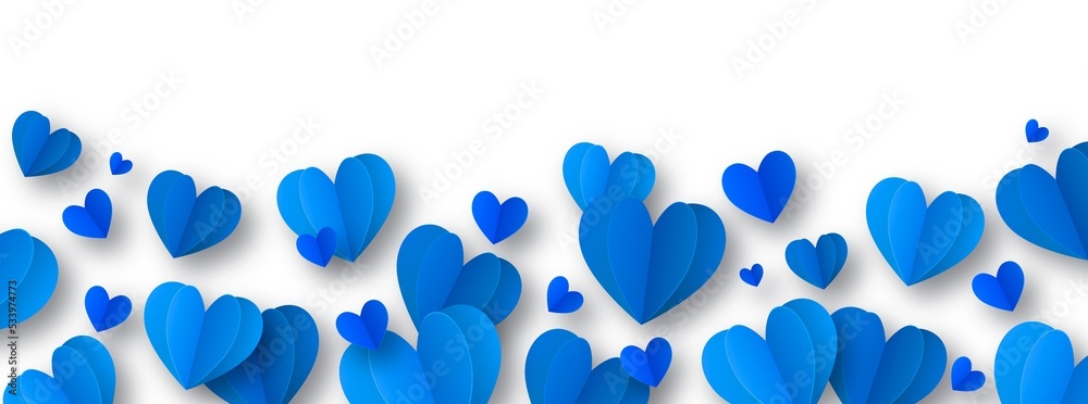 Romantic love background with long horizontal border made of beautiful ...