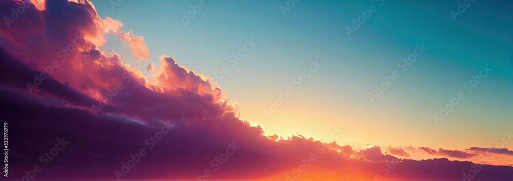 Banner Background Colorful Sky and Thick Cloud Cluster. Fantasy ...