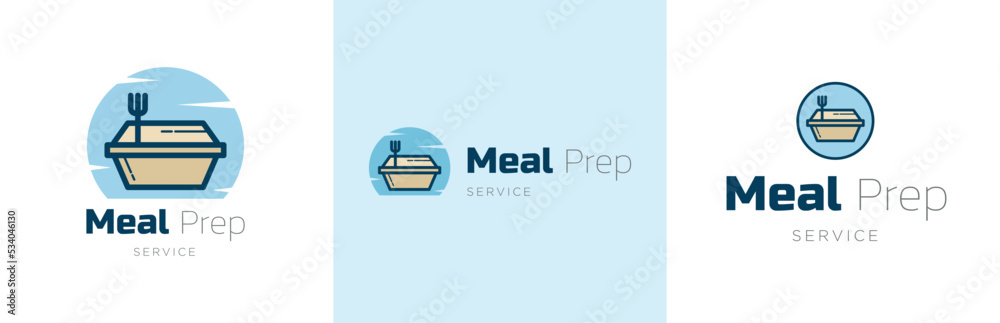 Meal prep service logo design set, meal preparation shop business ...