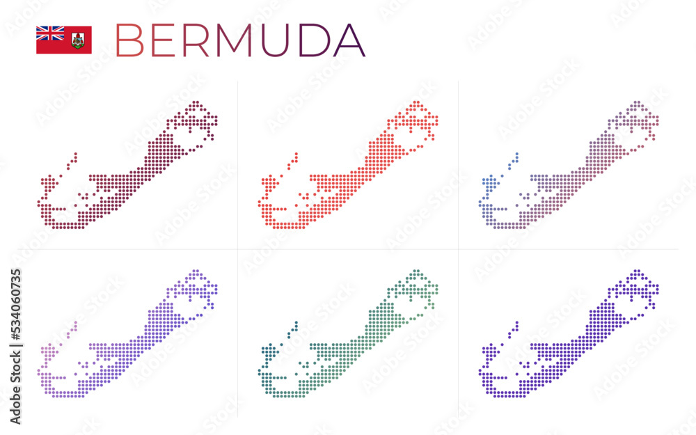 Vector de Stock Bermuda dotted map set. Map of Bermuda in dotted style ...